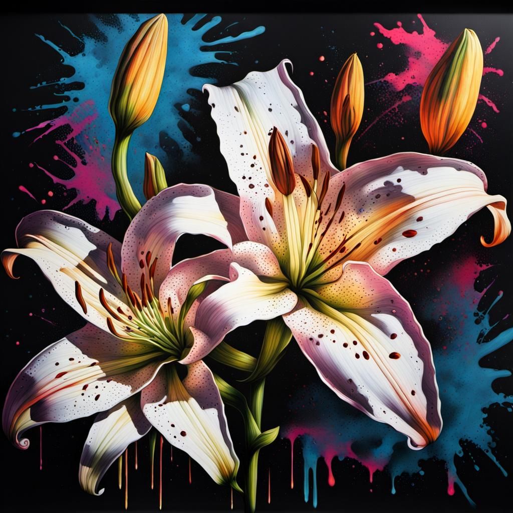 Backlit Optical Projection: perfect swirling ink sketch oriental lily ...