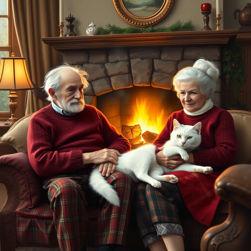 Cosy Scottish-Style Elderly Couple's Evening in a ... - AI Art