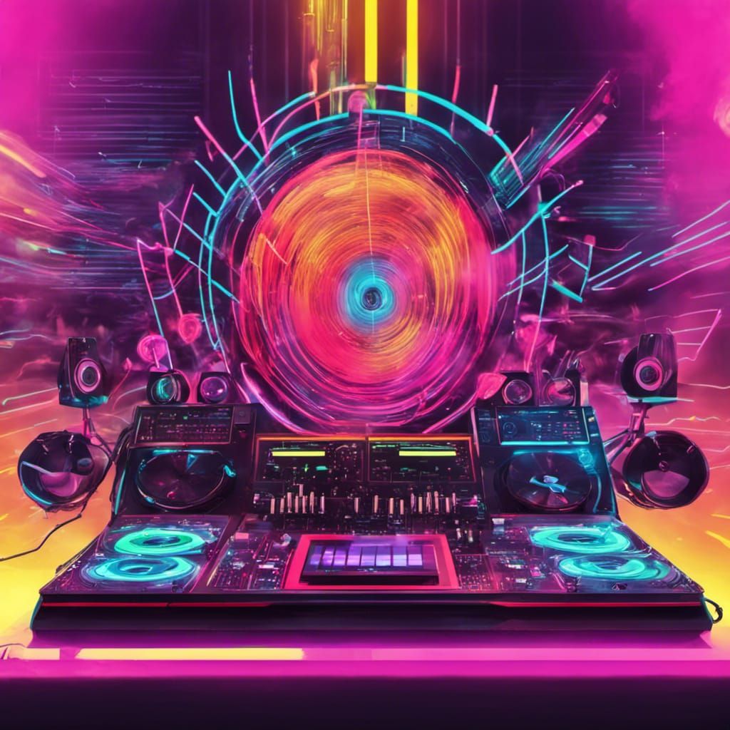 Electronic music picture with neon colors - AI Generated Artwork ...