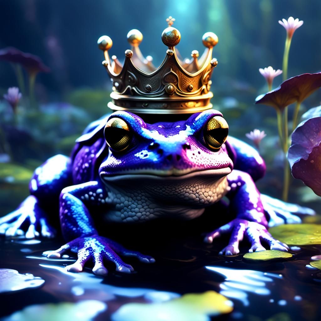 A mysterious frog with a crown - AI Generated Artwork - NightCafe Creator