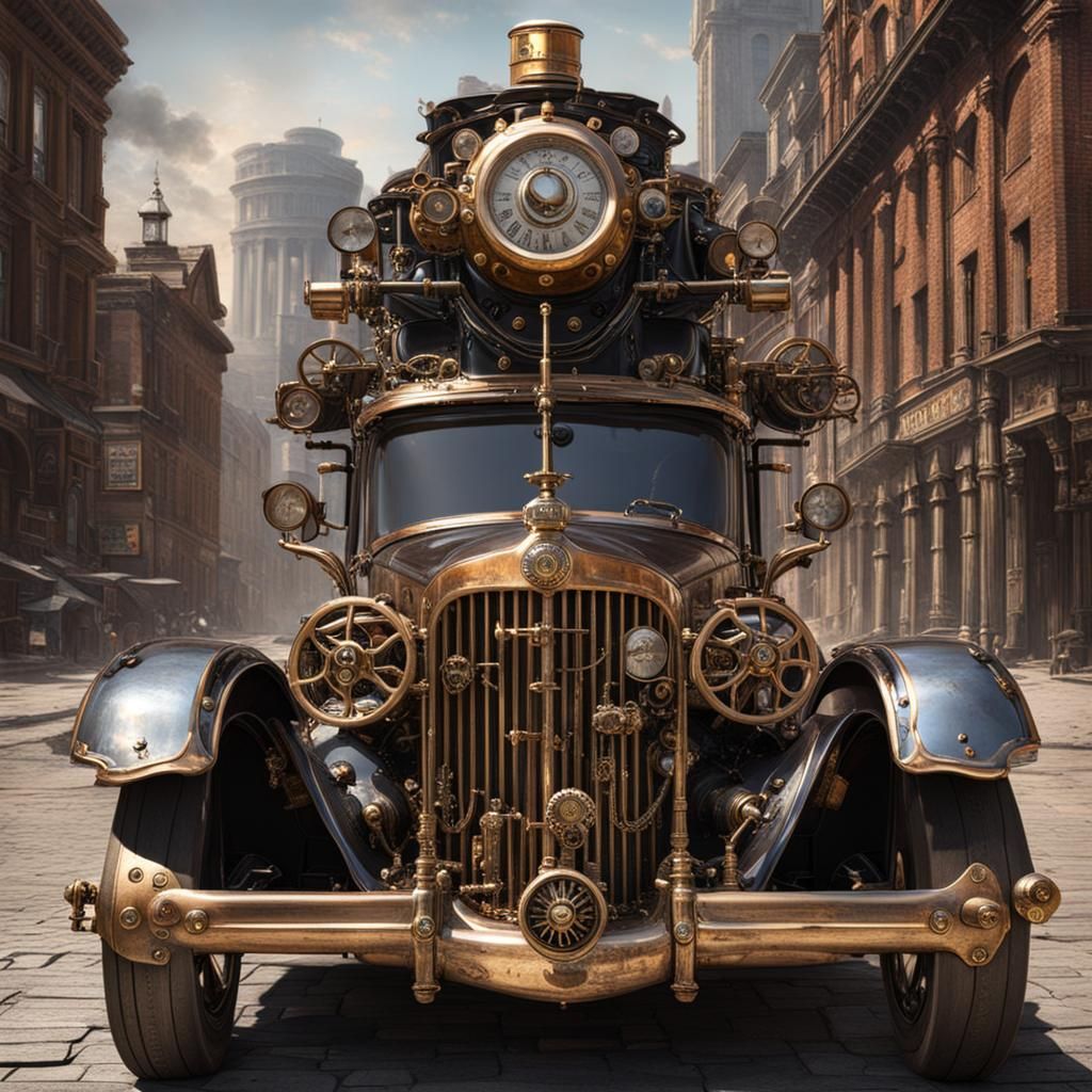 Steampunk Police Chief Officer's automobile
