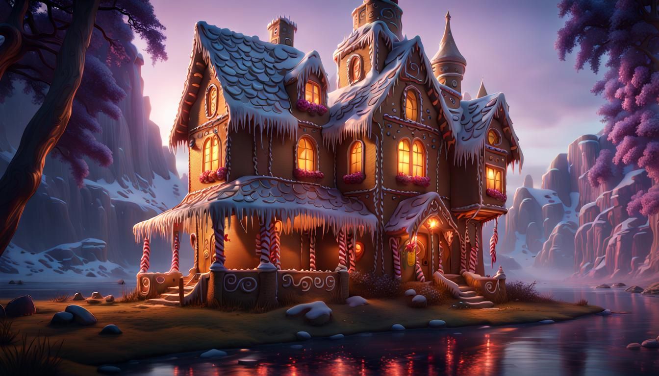 Gingerbread house Epic cinematic brilliant stunning intricate ...