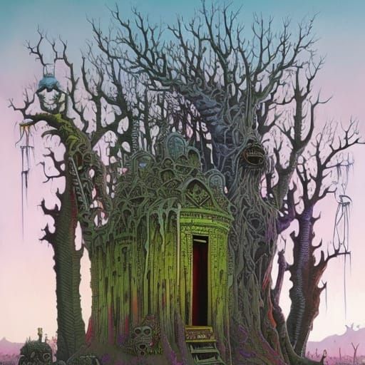 Macabre nightmare fuel rainbow :: hellscape watercolor by Daniel Martin ...