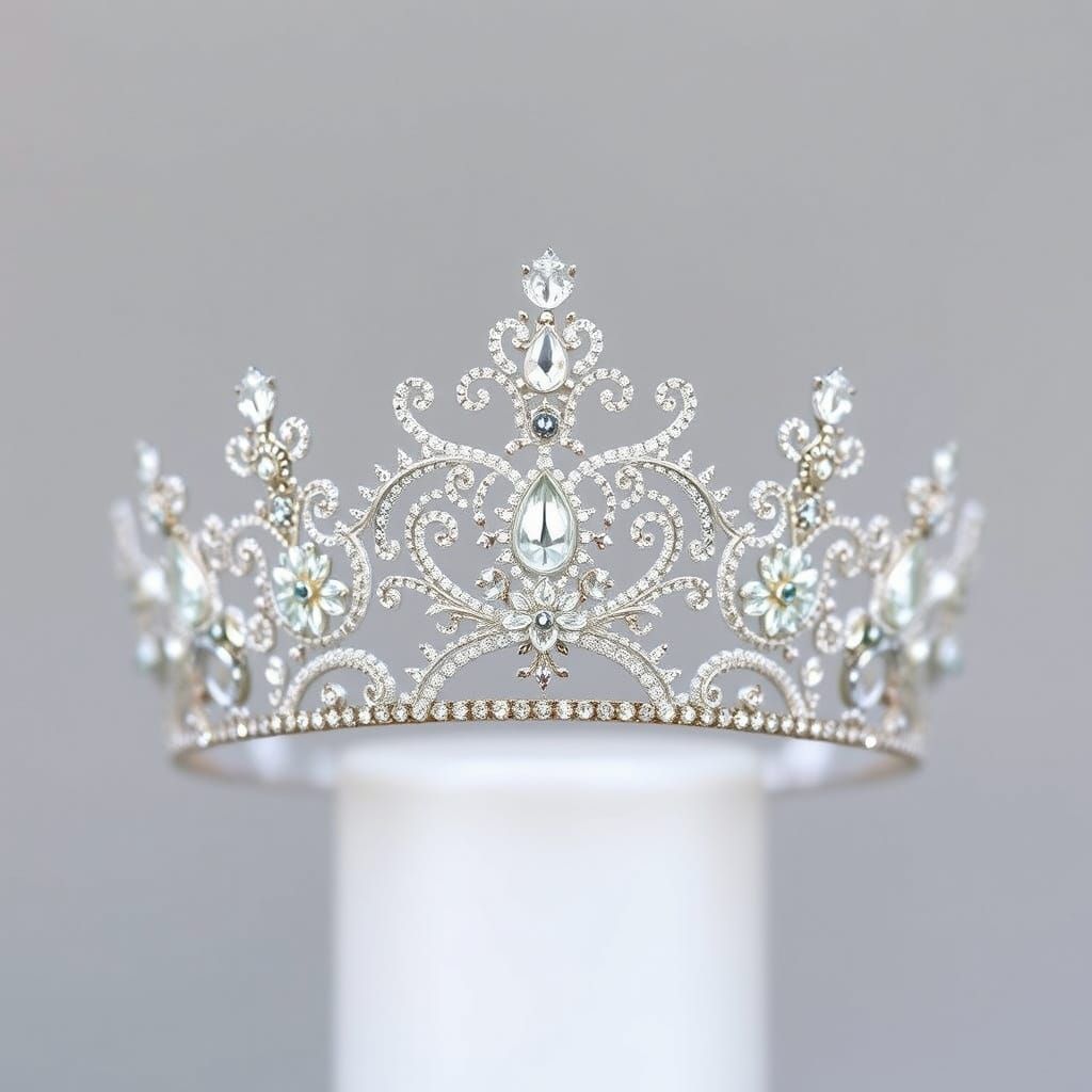 Elegant Petite Silver Tiara in Whimsical Style - AI Art