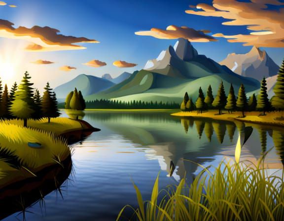 Realistic riverside landscape - AI Generated Artwork - NightCafe Creator