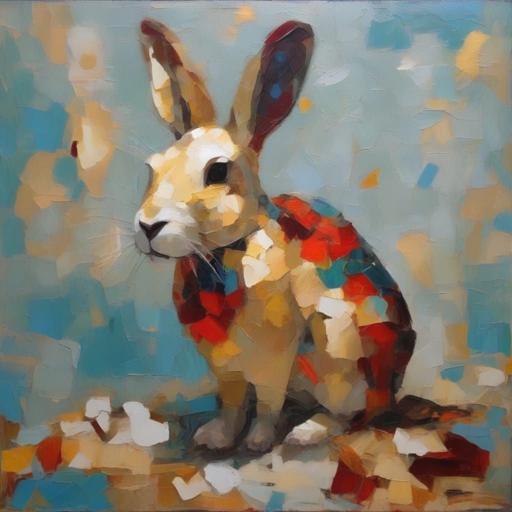Forgotten Rabbit in Cubist Sequins - AI Art