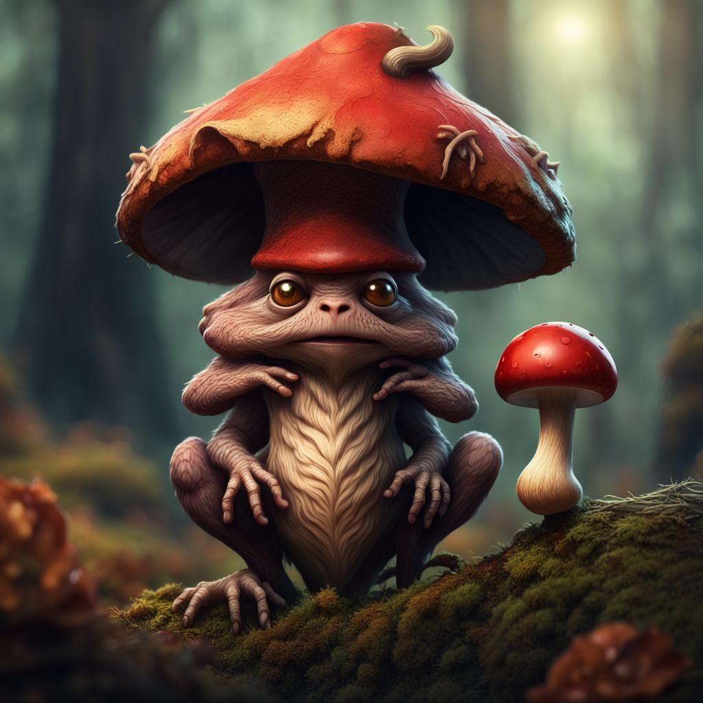 A small imp-like creature with an acorn cap on as a hat. - AI Generated ...