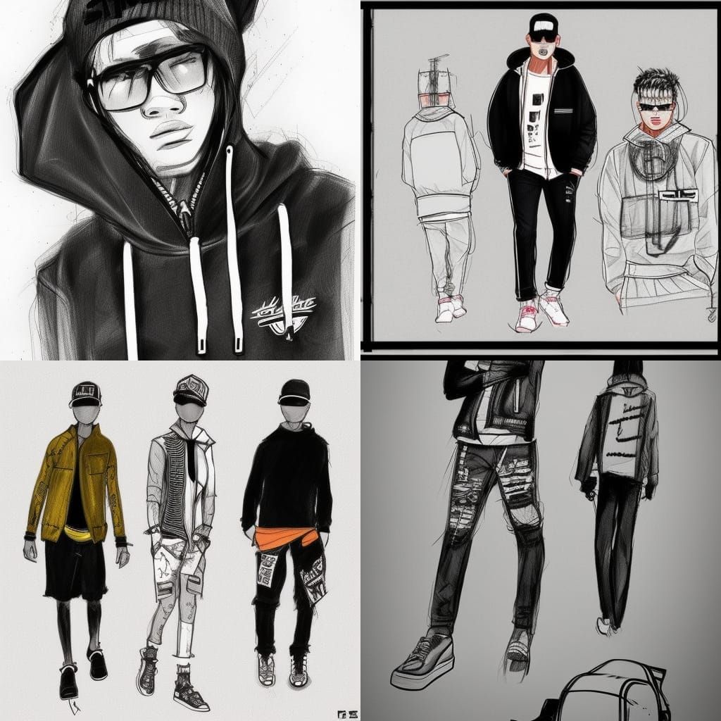 Streetwear style fashion sketch nigel xavier style - AI Generated ...