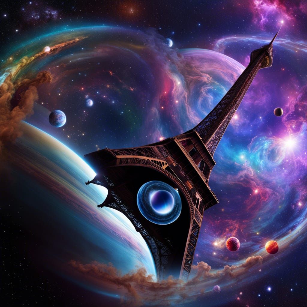 Deep Space Eiffel Tower - AI Generated Artwork - NightCafe Creator