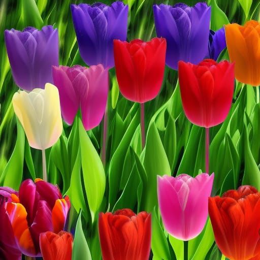 hyper realistic colorful tulips, high resolution, 8k, 4k, with rain ...