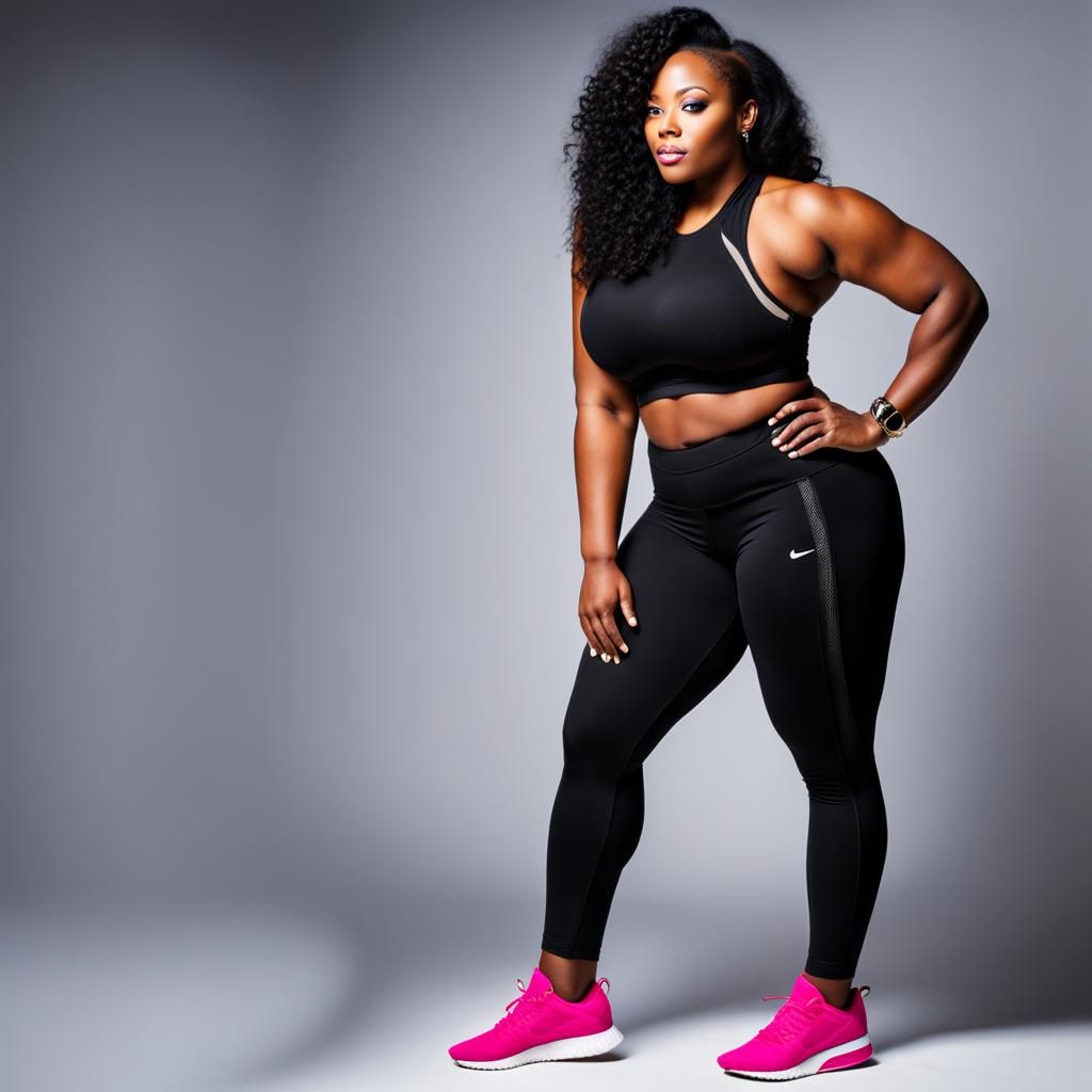 Imagine a beautiful curvy black women in black fitness wear - AI Generated Artwork - NightCafe ...