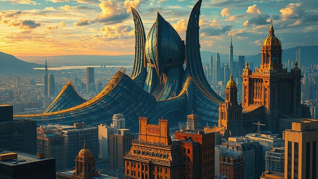 Aetherpunk City Devourer in Resin Cast Art Deco - AI Art