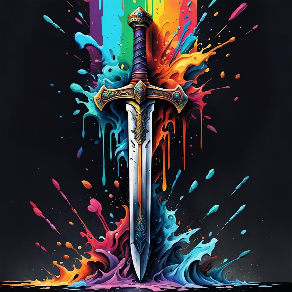 A colorful sword graffiti - AI Generated Artwork - NightCafe Creator