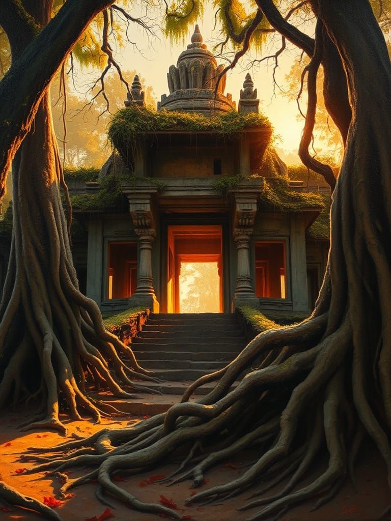 Ethereal Thai Temple in Golden Twilight - AI Art