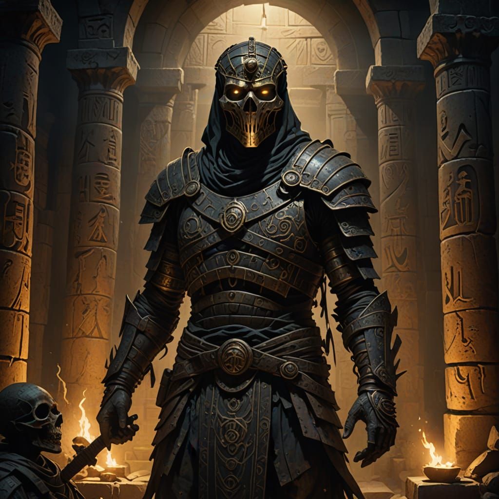 Cursed Mummy Armor - Dark Fantasy Mummy in Tattered, Golden ...
