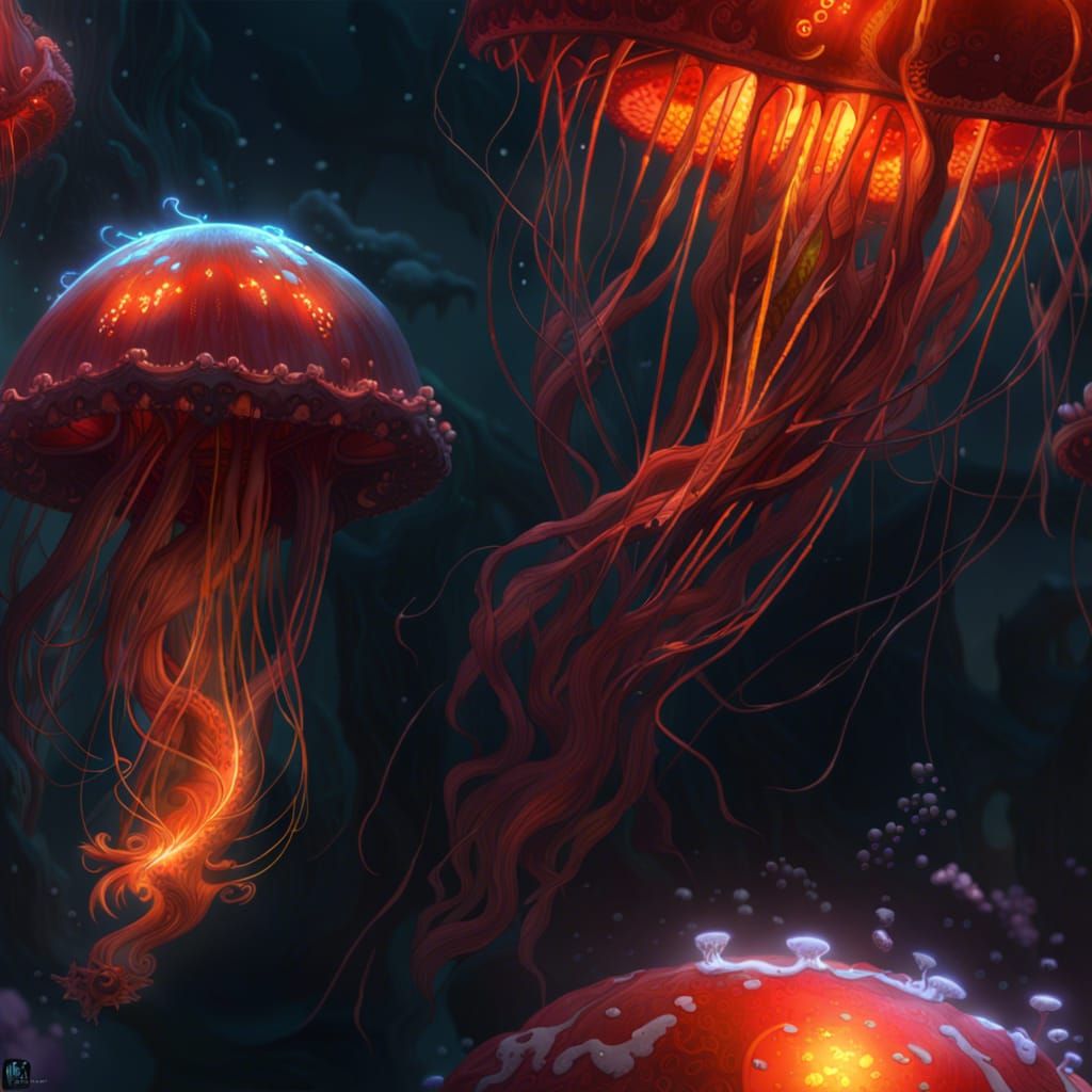 Fire Jellyfish - AI Generated Artwork - NightCafe Creator