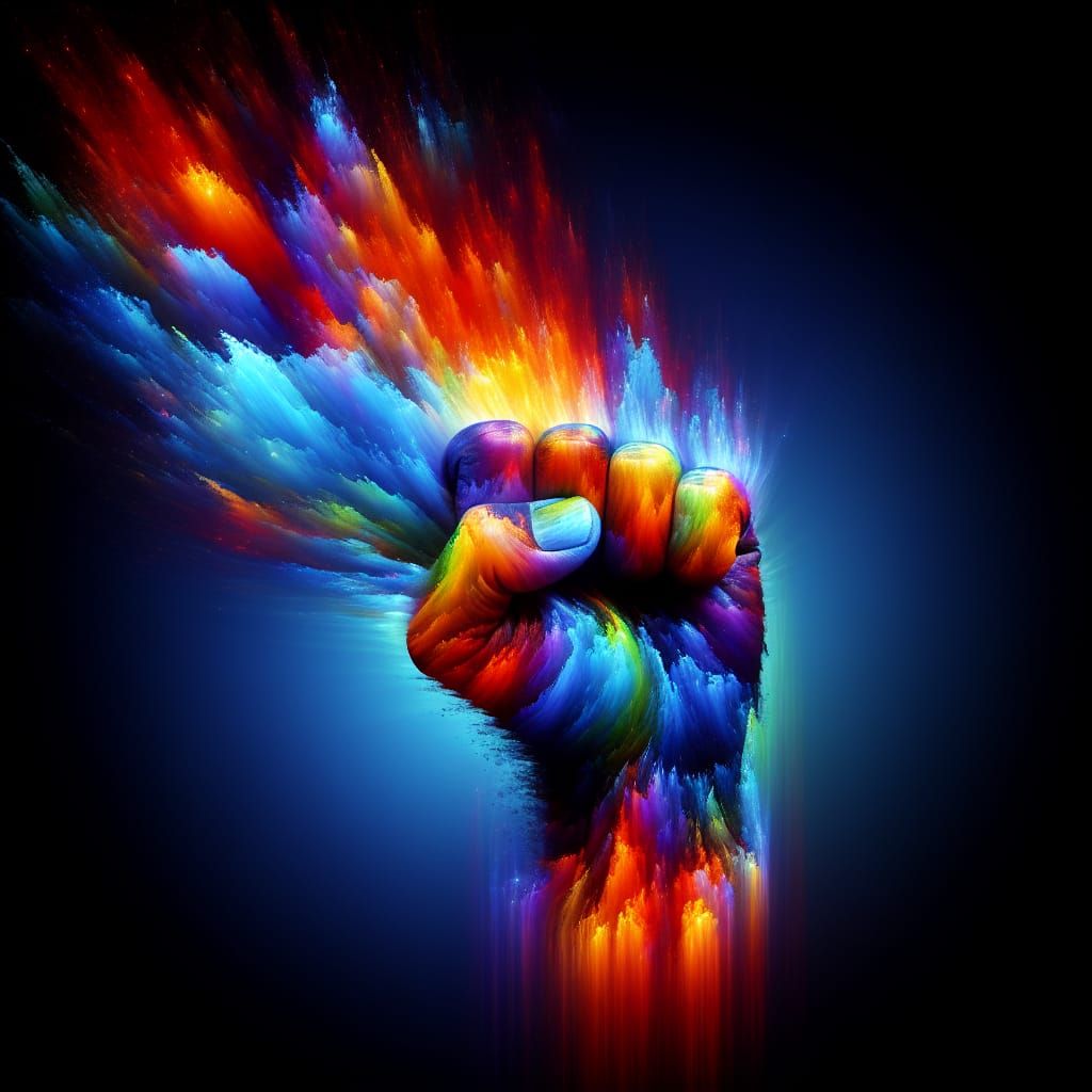 a fist made of an exploding rainbow - AI Generated Artwork - NightCafe ...
