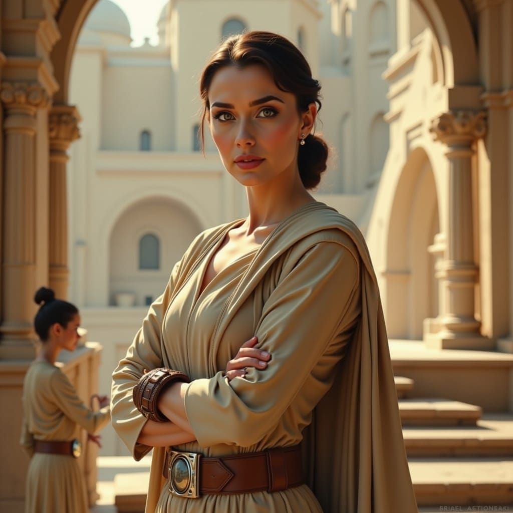 Regal Naboo Goddess Stands on Palace Steps - AI Art