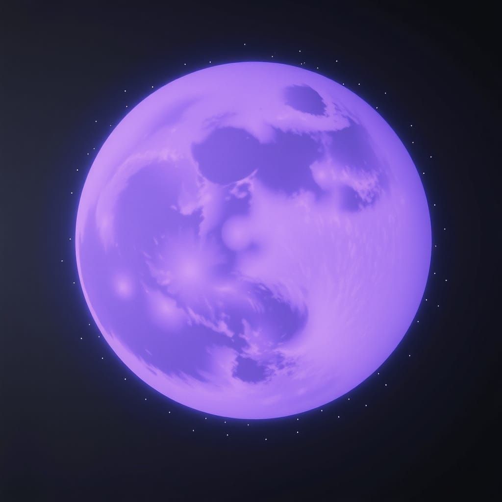 Luminous Purple Heart Moon in a Dreamy Black Sky - AI Art