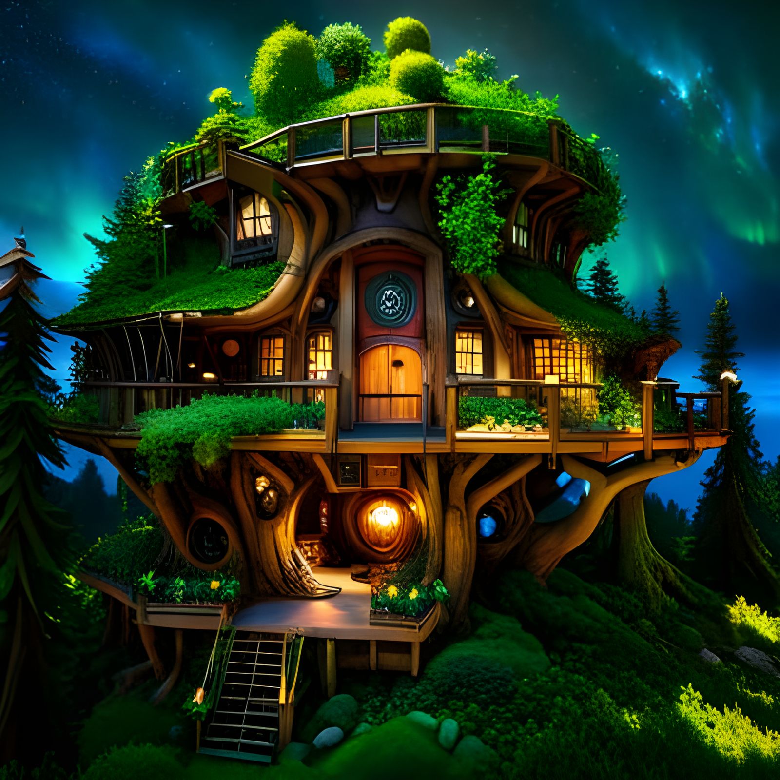 Hobbit Tree House 1 - AI Generated Artwork - NightCafe Creator