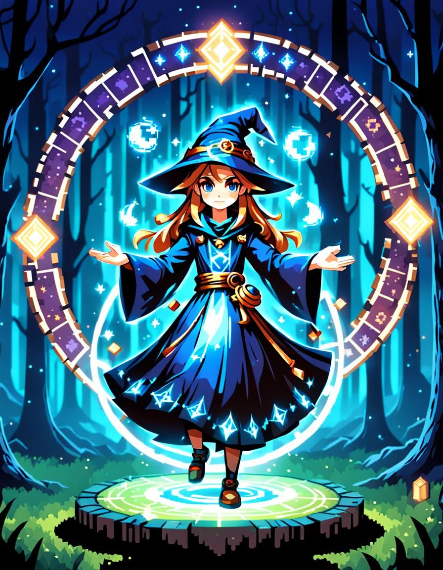 Mystical Spellcaster: Forest of Pixels - AI Generated Artwork ...