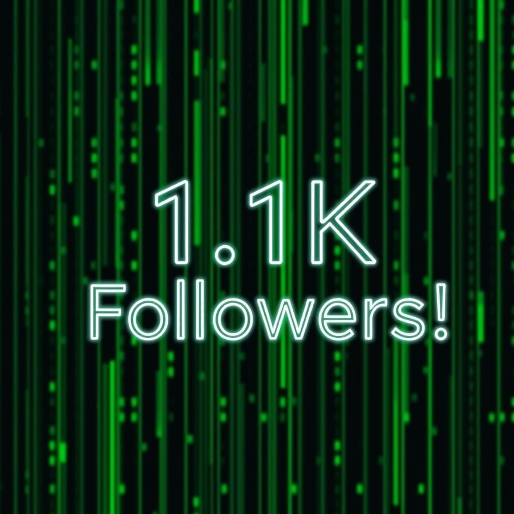 Festive Wireframe Matrix with Follow Count Display - AI Art