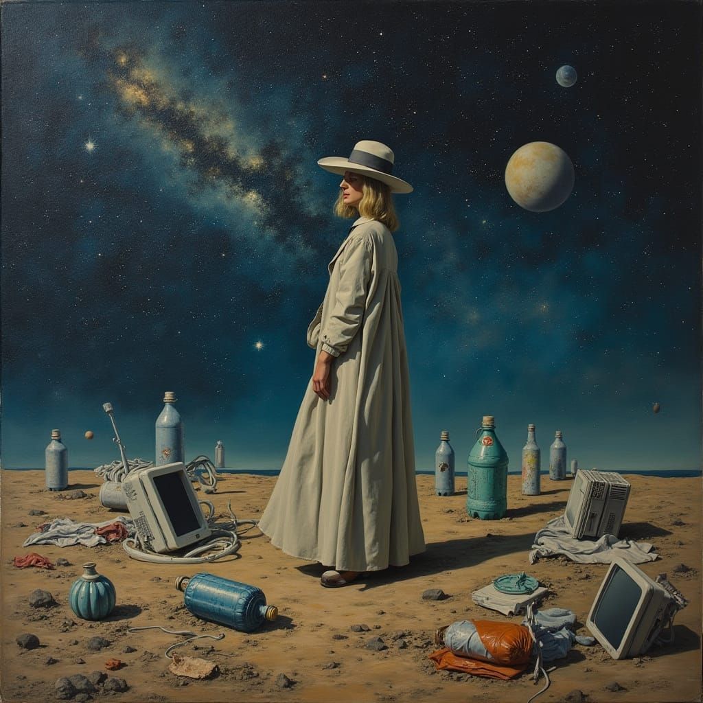 Trash Stars in Surreal Milky Way Scene - AI Art