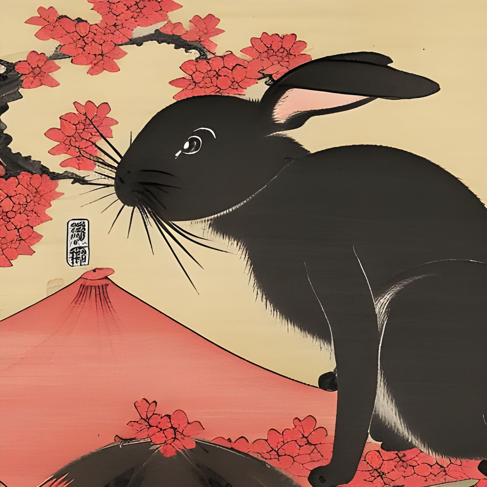 Portrait of a Rabbit (in the Style of Hokusai) - AI Generated Artwork ...