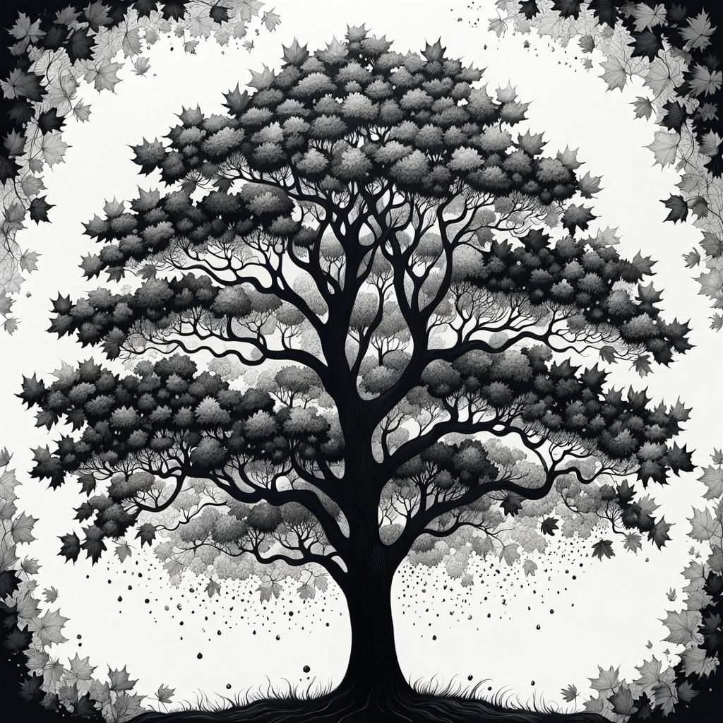 Ink Maple Tree - AI Generated Artwork - NightCafe Creator