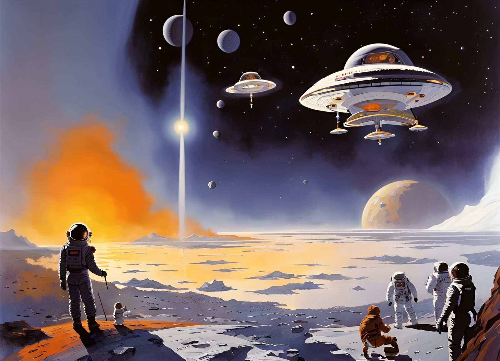 Retro space painting - AI Generated Artwork - NightCafe Creator