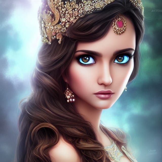 Pakistani Princess by artgerm, Mia Carrma, portrait, forest background ...