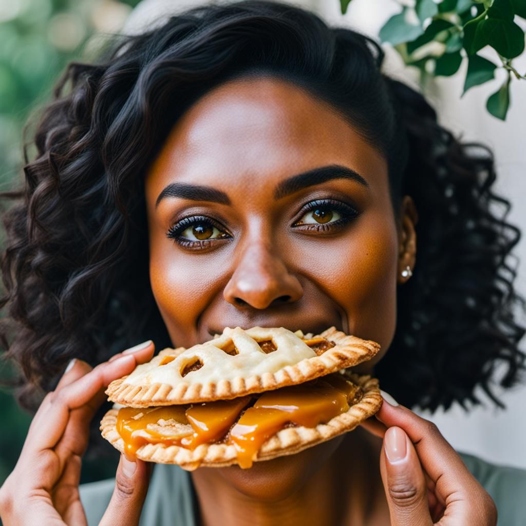 Eating the peach hand pies - AI Generated Artwork - NightCafe Creator