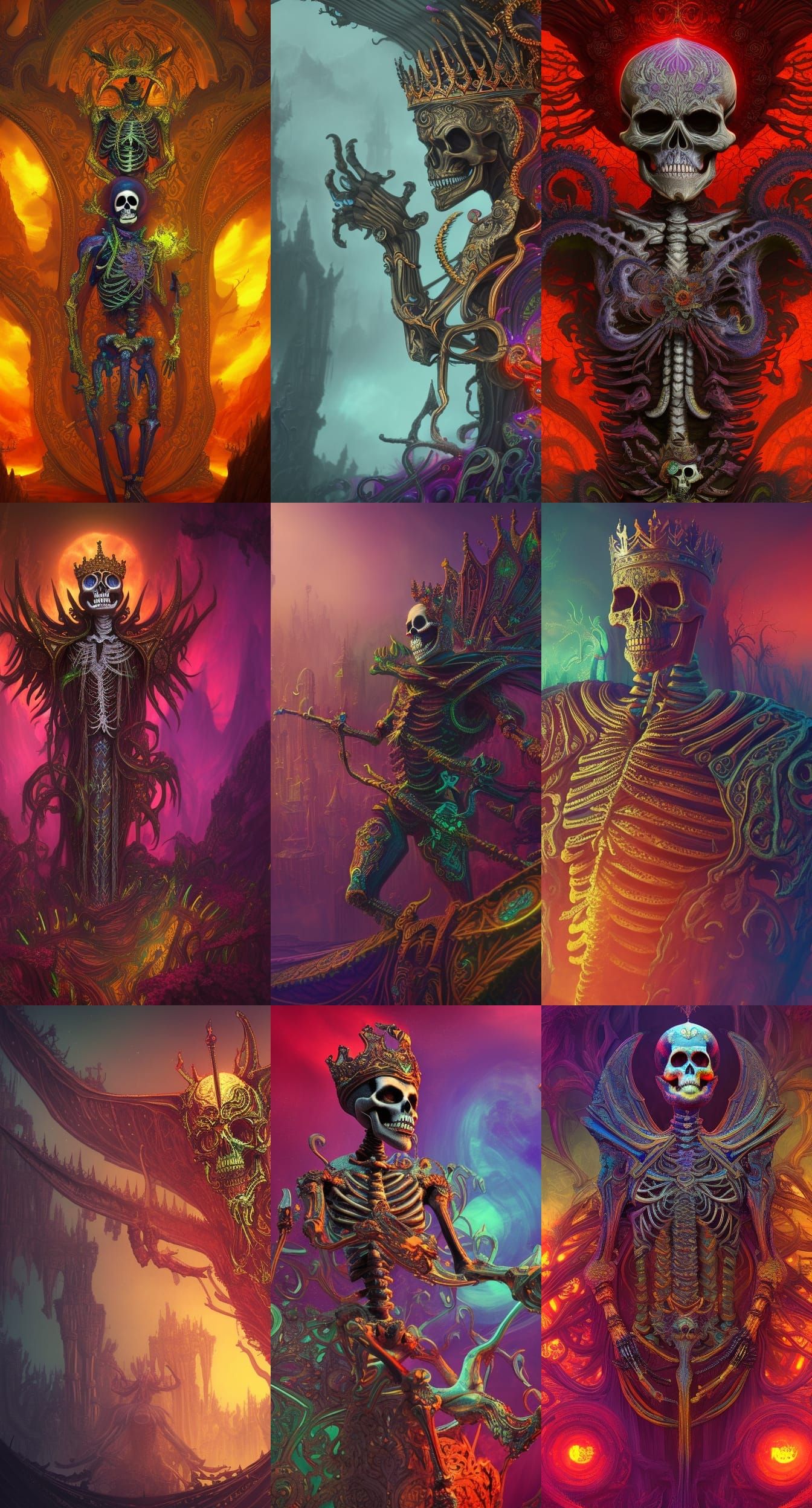 Psychedelic Skeleton King intricate - AI Generated Artwork - NightCafe Creator