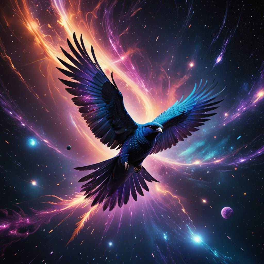 Cosmic bird flying through the universe 2