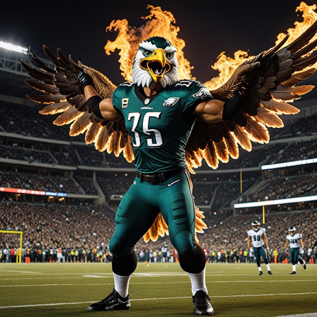 Eagles Mascot Swoop in Cinematic Playoff Glory - AI Art