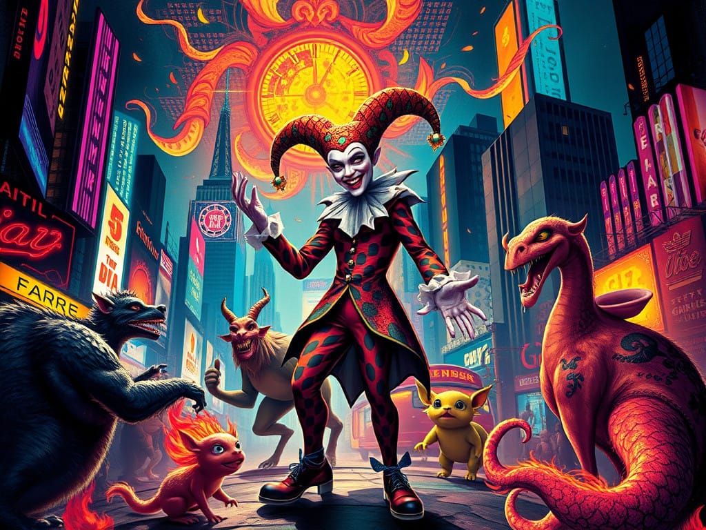 Greatest show on Earth - Whimsical Cyberpunk Jester in Neon ...