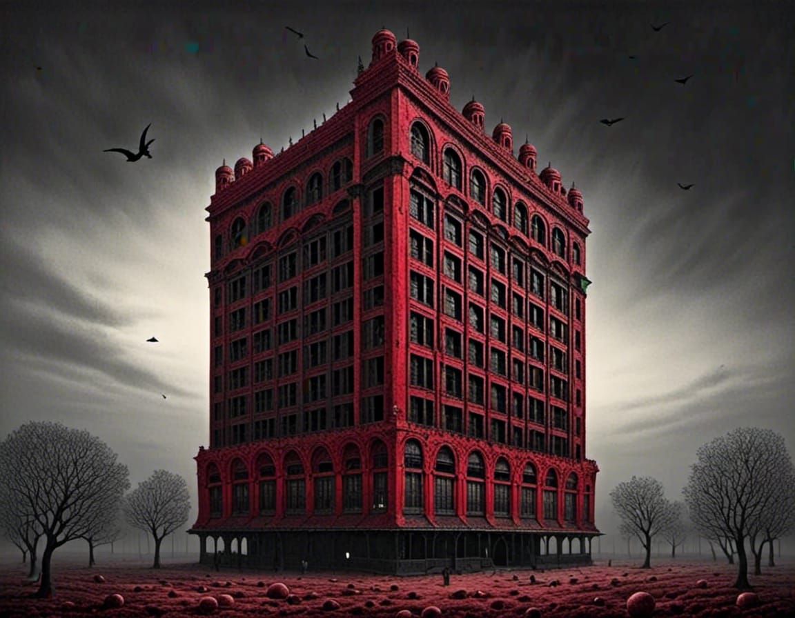 haunted redstone building - AI Generated Artwork - NightCafe Creator