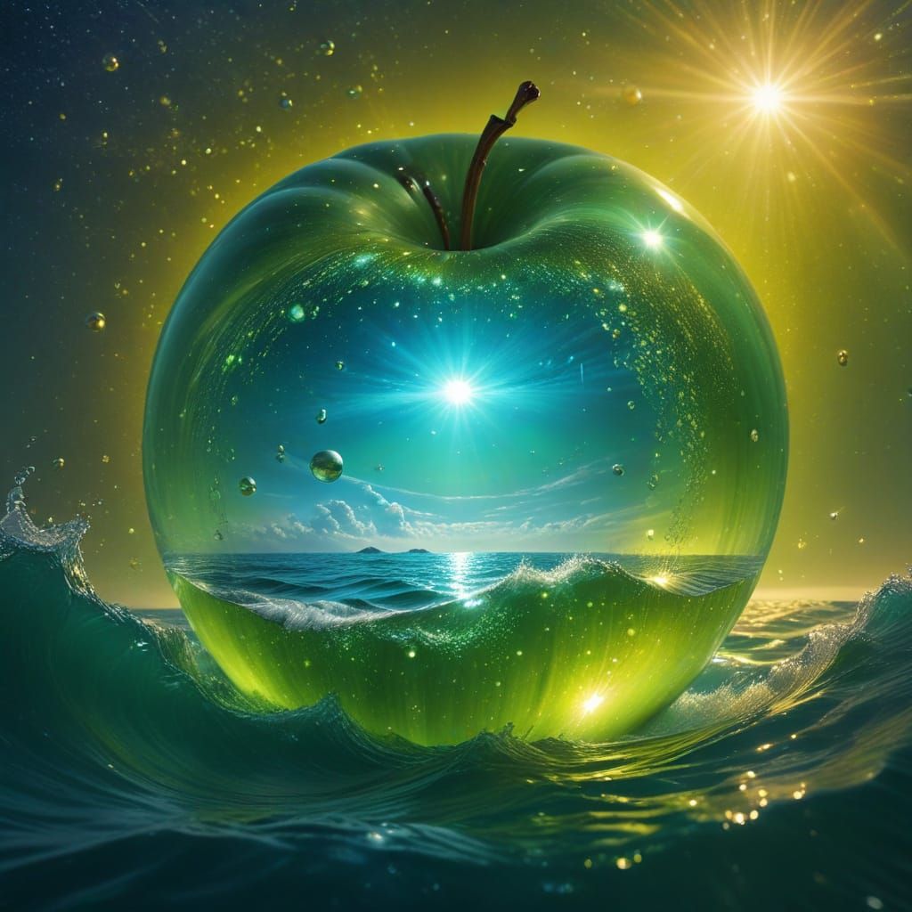 Green Apples - Surreal Oceanic Apple Orbs