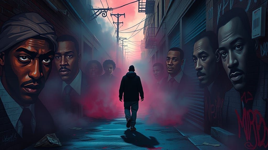 Street Phantoms in Vibrant, Gritty Urban Landscape - AI Art