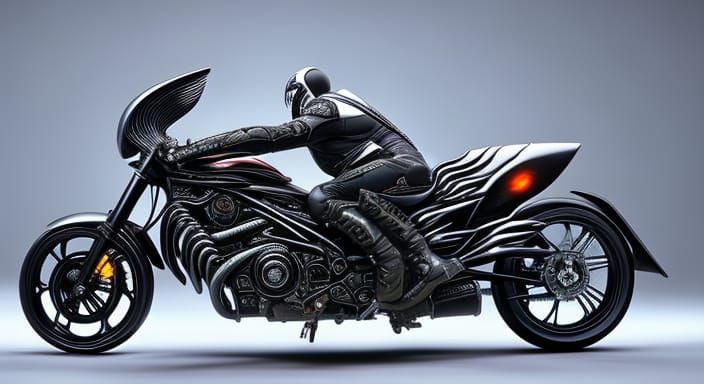 A demon rides an H.R. Giger style motorcycle - AI Generated Artwork ...