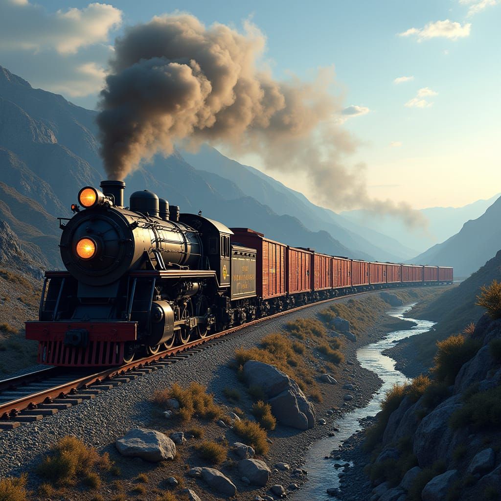 4K Ultra-Detailed Train Splash Art in Photorealist... - AI Art