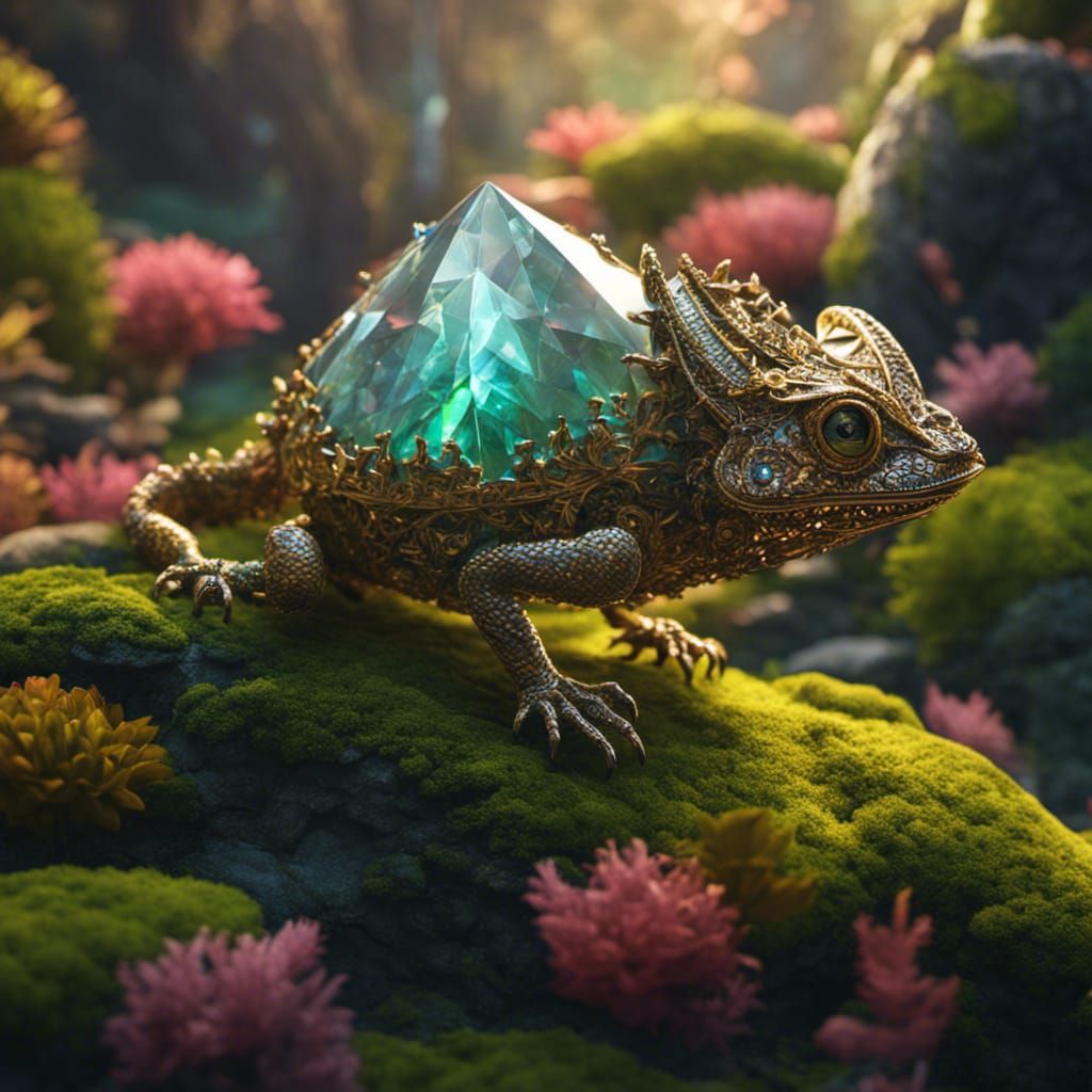 Crystal Diamond Chameleon - AI Generated Artwork - NightCafe Creator