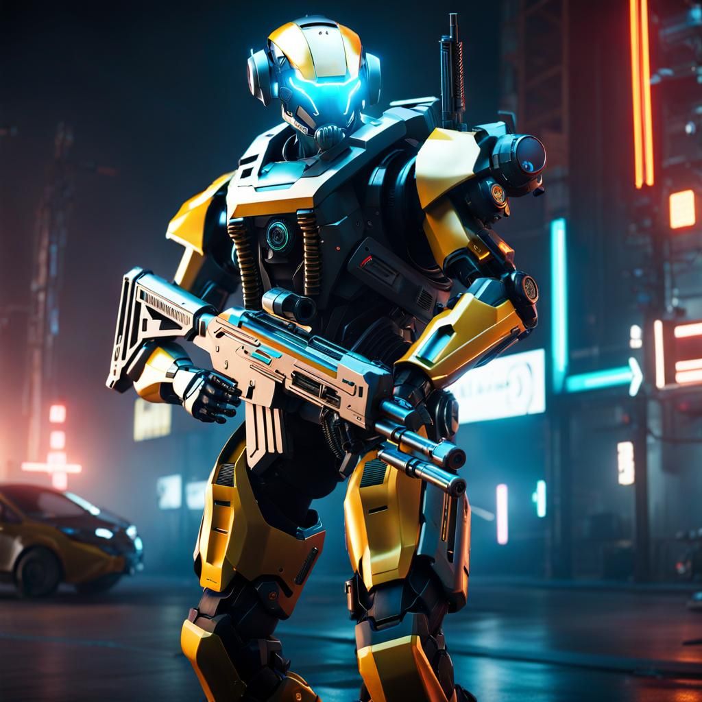 A soldier with a machine gun weapon in unreal engine 5 designed ...