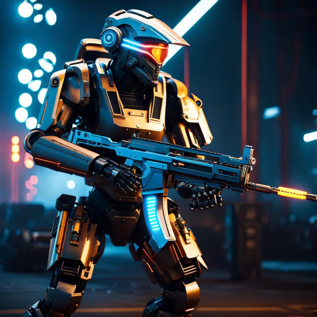 A soldier with a machine gun weapon in unreal engine 5 designed ...