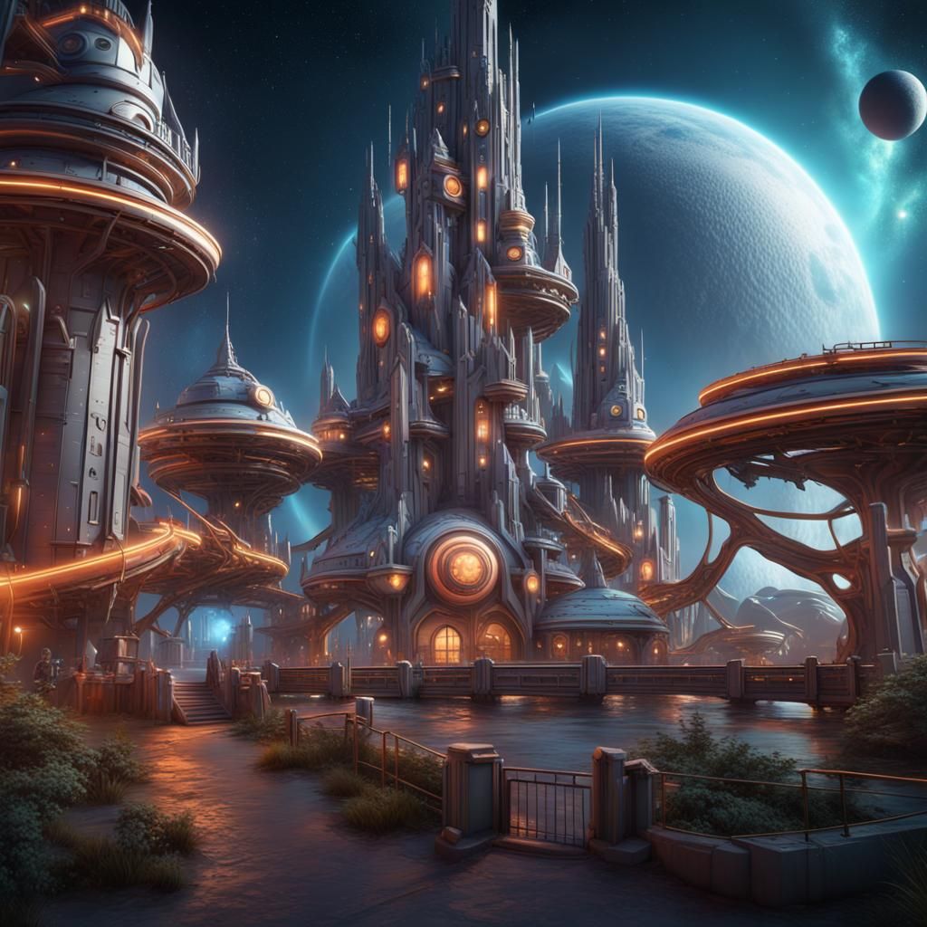 Space theme park - AI Generated Artwork - NightCafe Creator