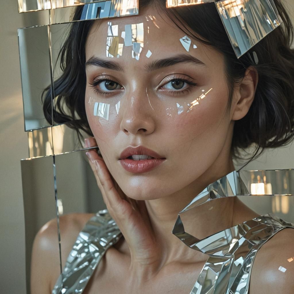 "(infinite cascade of mirrors:3) reflection of 1920,s modern woman ...