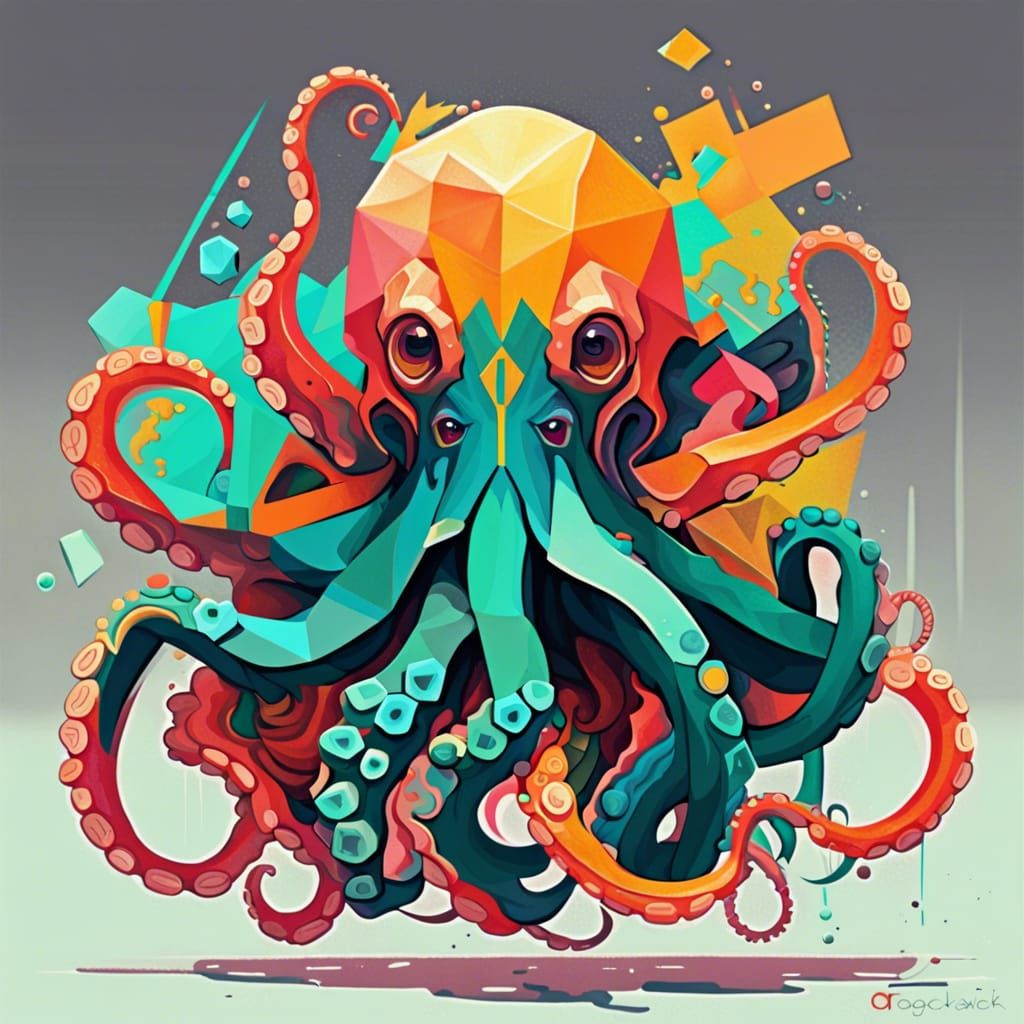 Abstract octopus, style of sachin teng. Darek Zabrocki, greg rutkowski ...