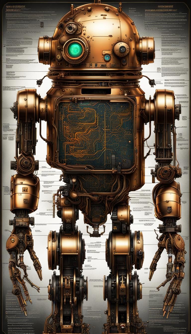 Robot Schematic - AI Generated Artwork - NightCafe Creator