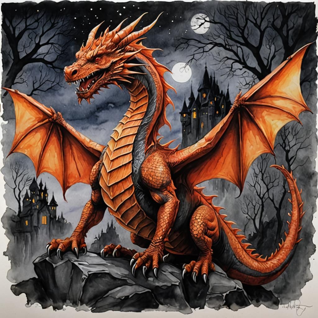 Orange dragon - AI Generated Artwork - NightCafe Creator