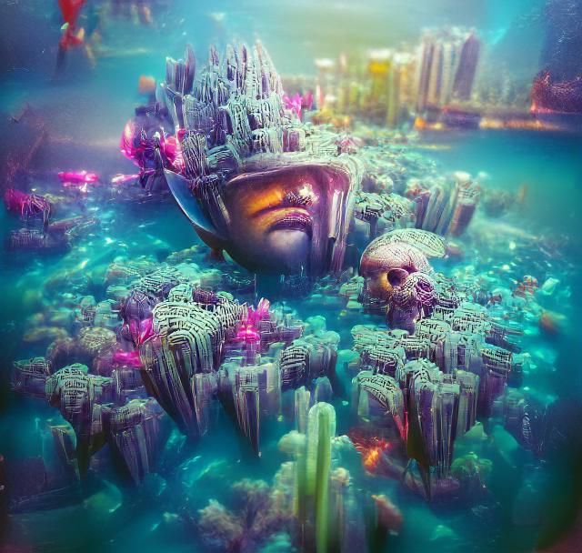 Alien empire under water surrounded by coral reef by Dan LuVisi ...